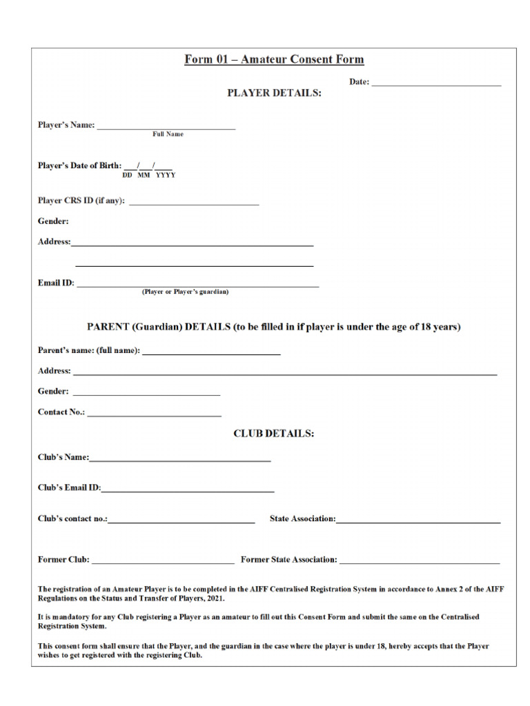 Amateur Consent Form June 2021 Edition | PDF