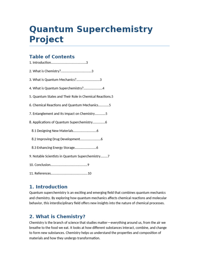 FINAL Quantum Superchemistry Project | PDF | Chemistry | Quantum Mechanics