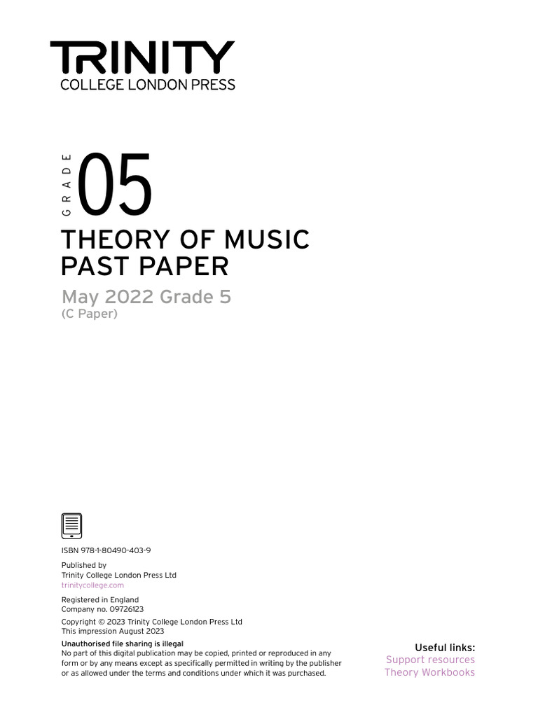 Grade 5 Music Theory Exam Paper | PDF | Clef | Pitch (Music)