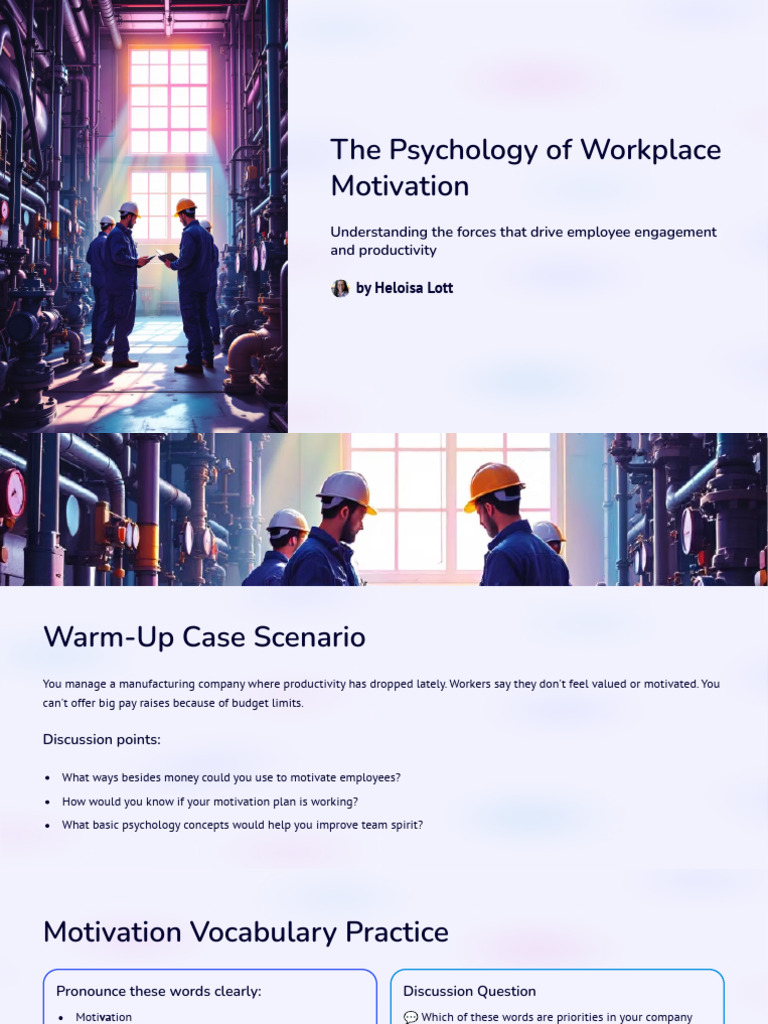 The Psychology of Workplace Motivation | PDF | Motivation | Motivational