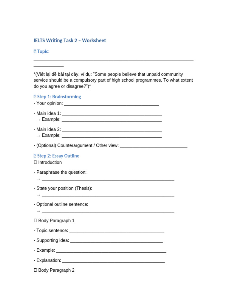 IELTS Writing Task2 Worksheet | PDF | Essays | Logic