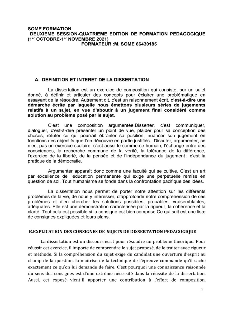 Methodologie de La Dissertation-1-1 | PDF