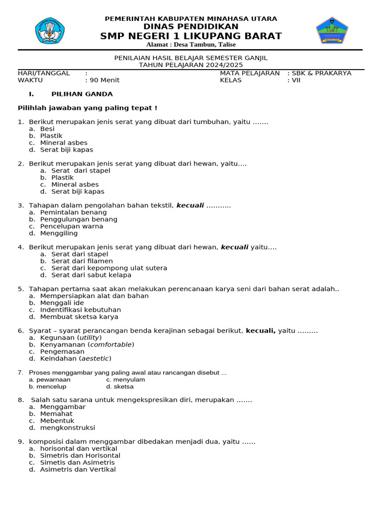PAS KELAS 8 Prakarya | PDF