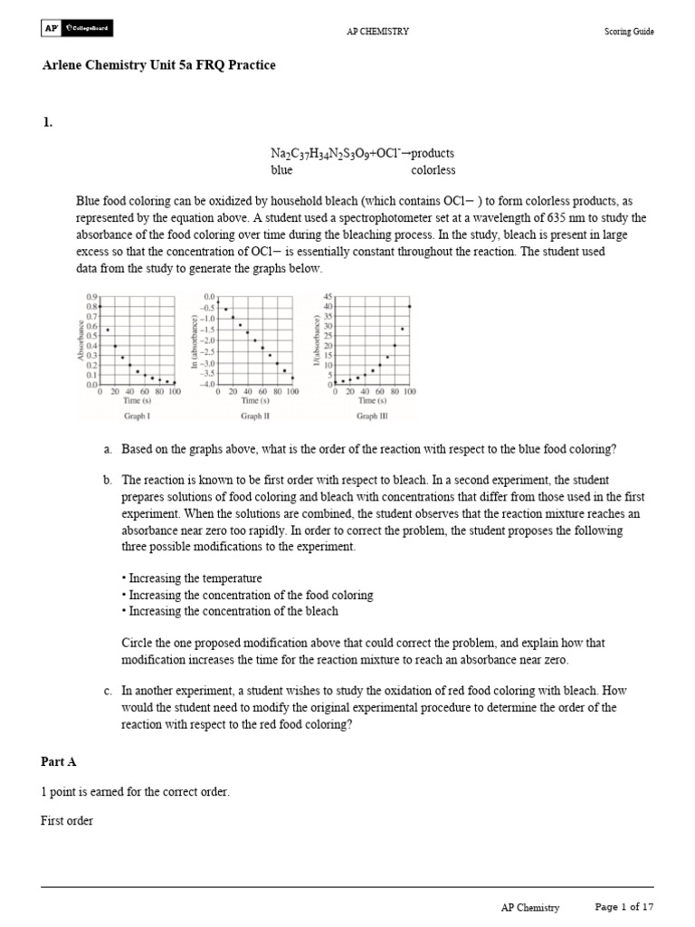 AP Chemistry Unit 5 FRQ Practice 2 | PDF | Chemical Polarity ...