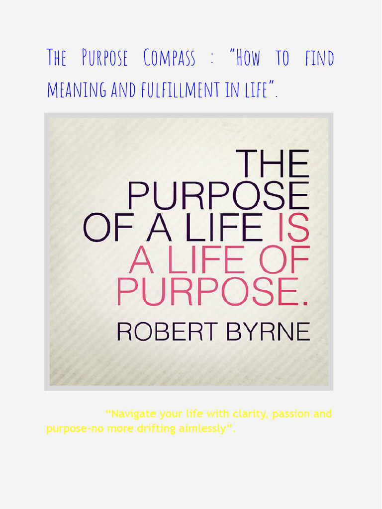 The Purpose Compass - "How To Find Meaning and Fulfillment in Life" | PDF | Perfectionism ...