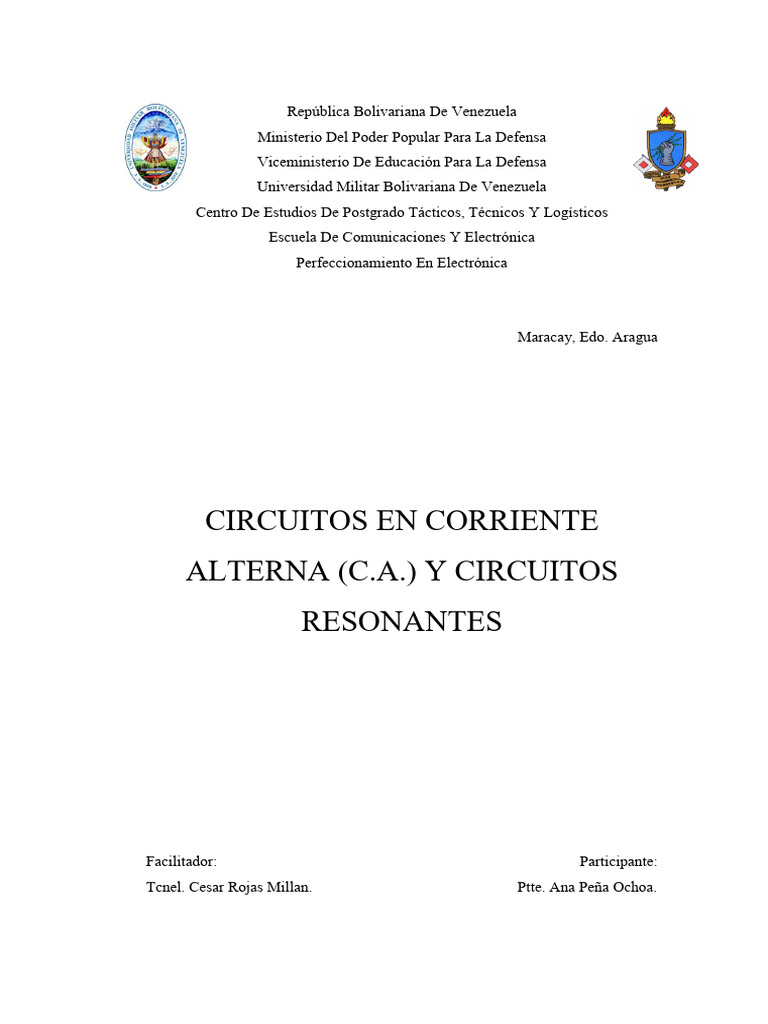 Circuitos en Corriente Alterna (C.a.) y Circuitos Resonantes | PDF ...