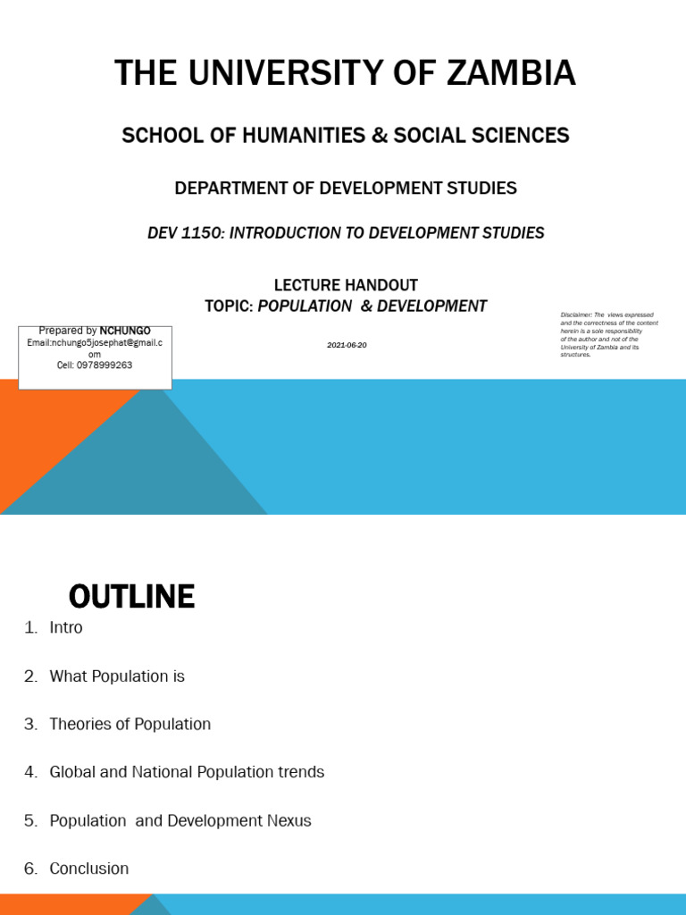 Dev 1150 Population and Development Lecture | PDF | Economics | Economies