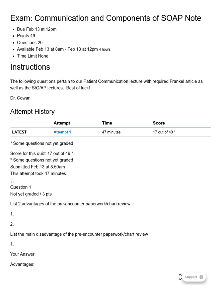 Exam_ Communication and Components of SOAP Note_ 202510 PT 6300 02 ...