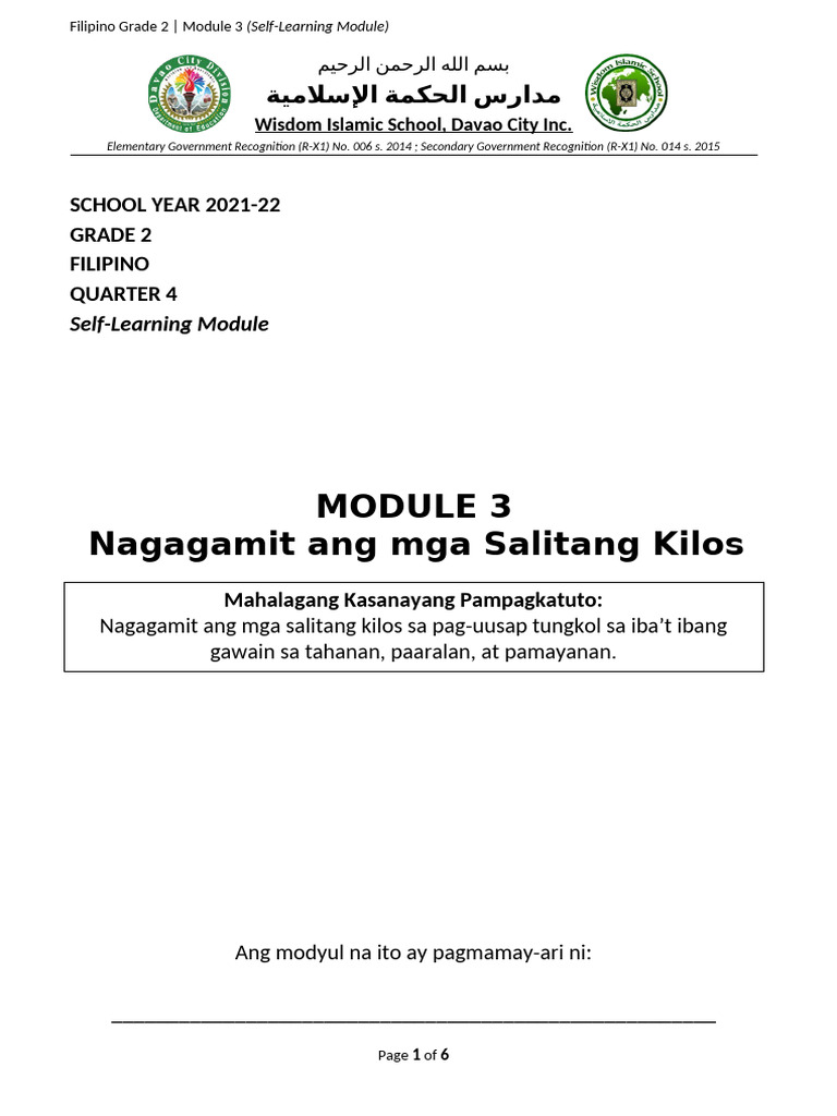 Filipino Grade 2 Module 3 | PDF