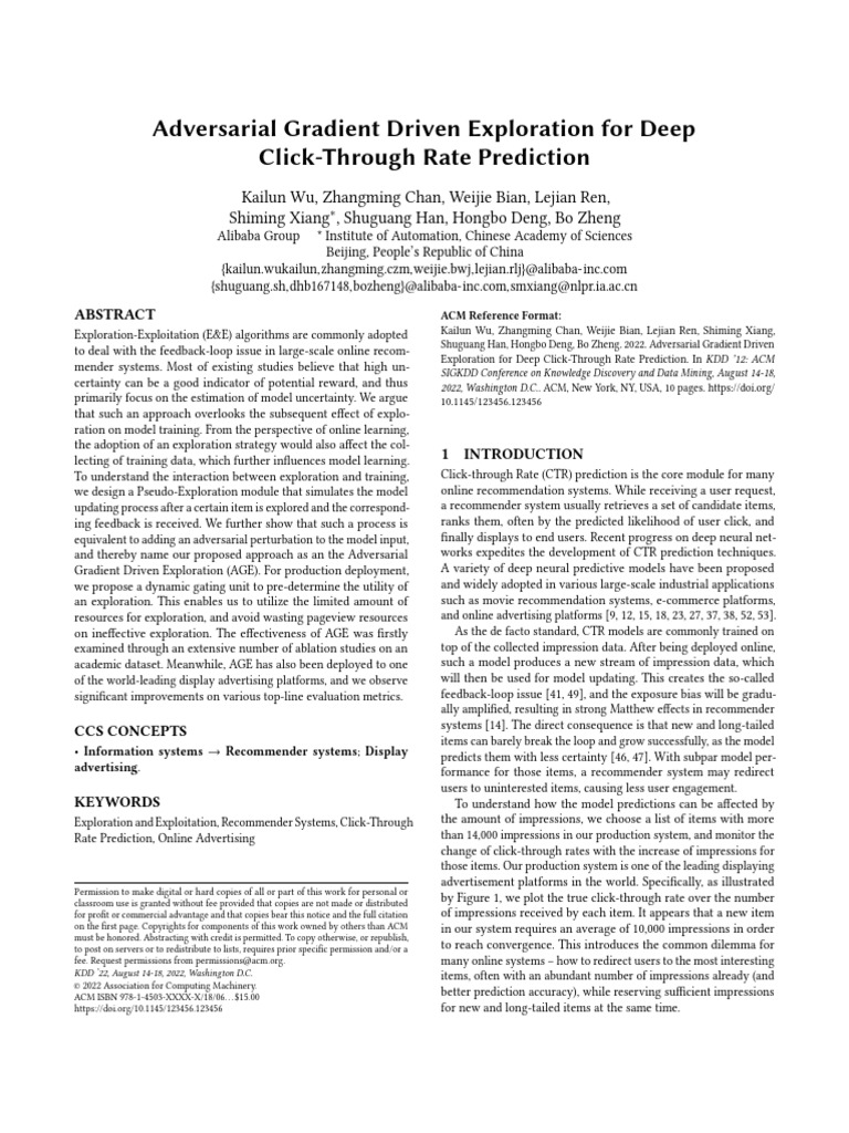 [21.12] Adversarial Gradient Driven Exploration for Deep Click-Through Rate Prediction | PDF ...