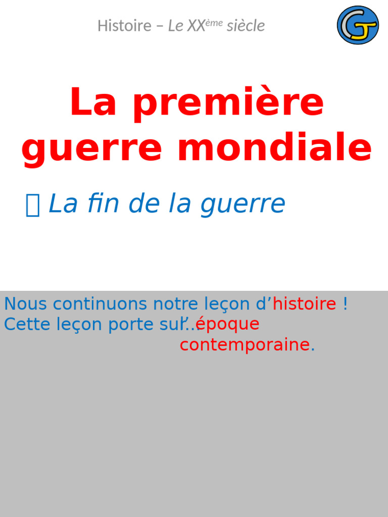 Fin de la Première Guerre mondiale | PDF