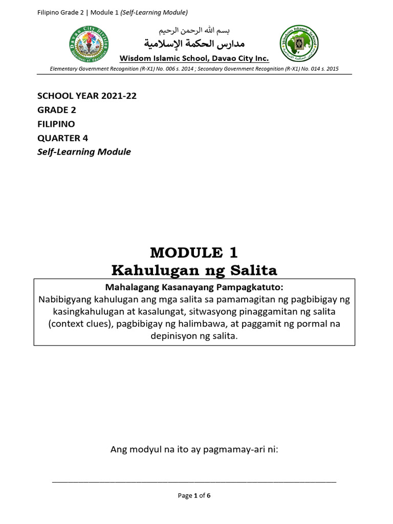 Filipino-Grade-2-Module-1 | PDF