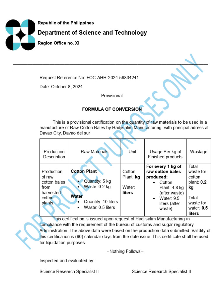 Formula of Conversion | PDF