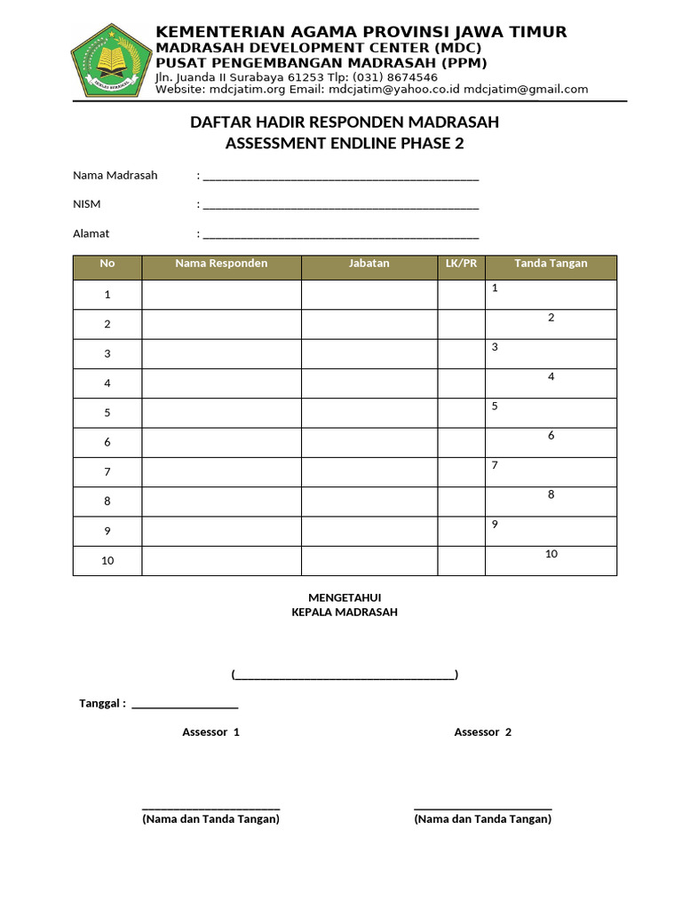 Daftar Hadir Responden | PDF