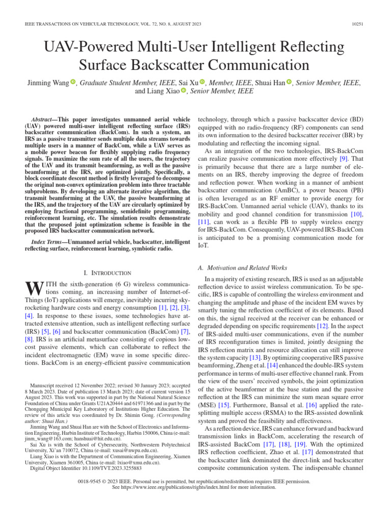 UAV-Powered Multi-User Intelligent Reflecting Surface Backscatter ...