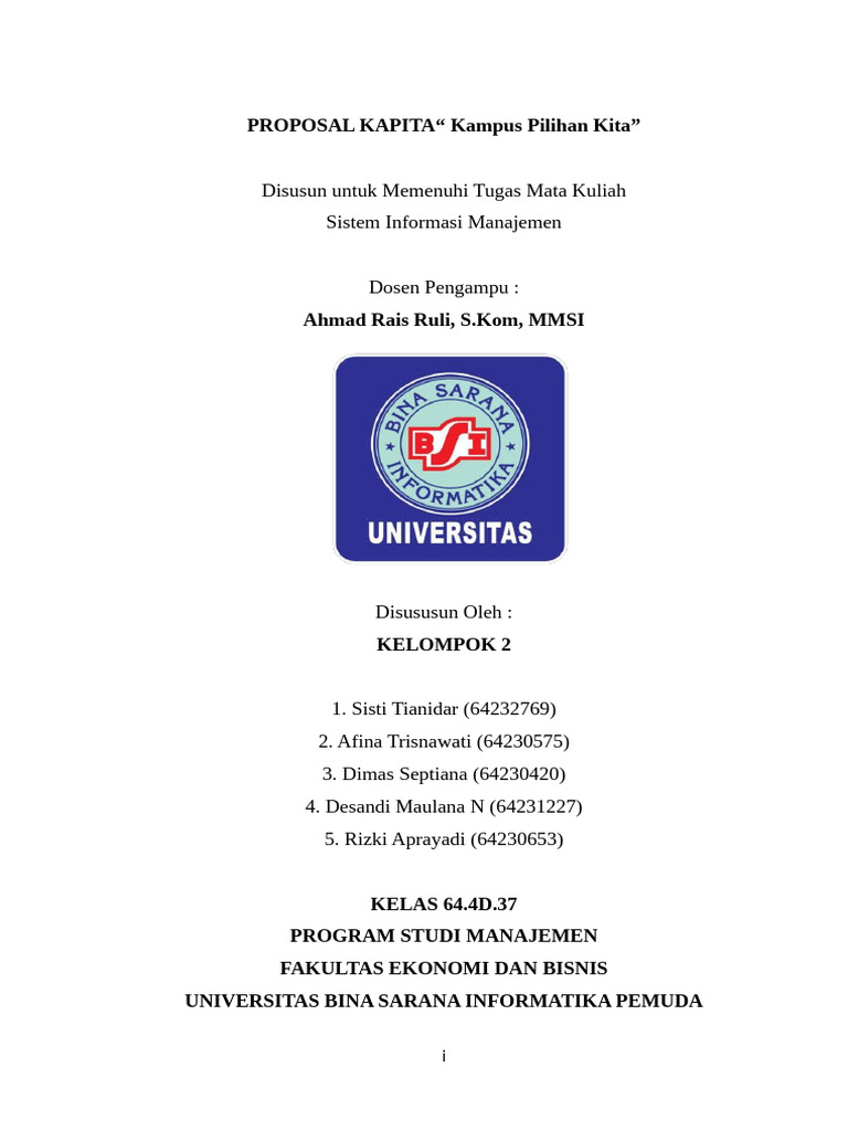 Proposal Sistem Informasi Edit | PDF