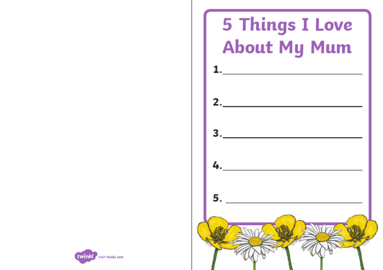 T TP 097 5 Things I Love About My Mum Cards | PDF