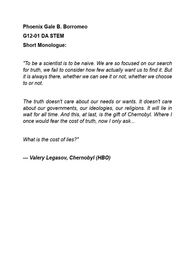 Short Monologue (Phoenix) | PDF