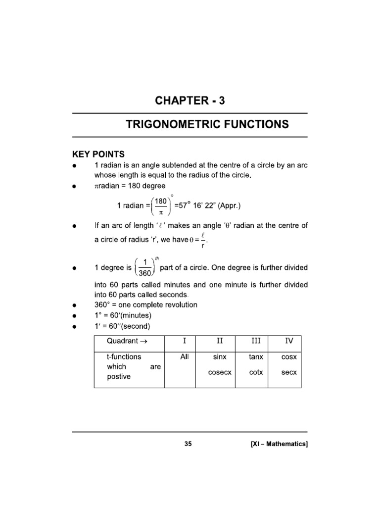 XI_03.Trigonometric Functions | PDF