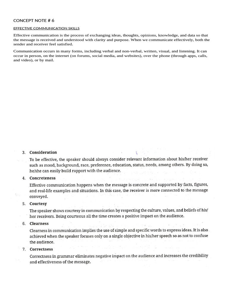 CN 6 Effective Communication Skills | PDF