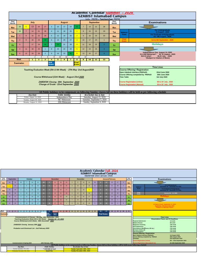 SZABIST Academic Calendar 2024-2025 | PDF | Academic Term | Thesis