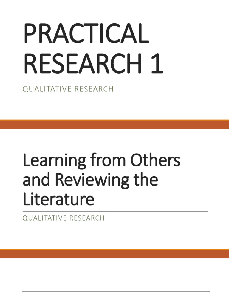 PR1 Learning From Others and Reviewing The Literature | PDF | Qualitative Research | Cognition