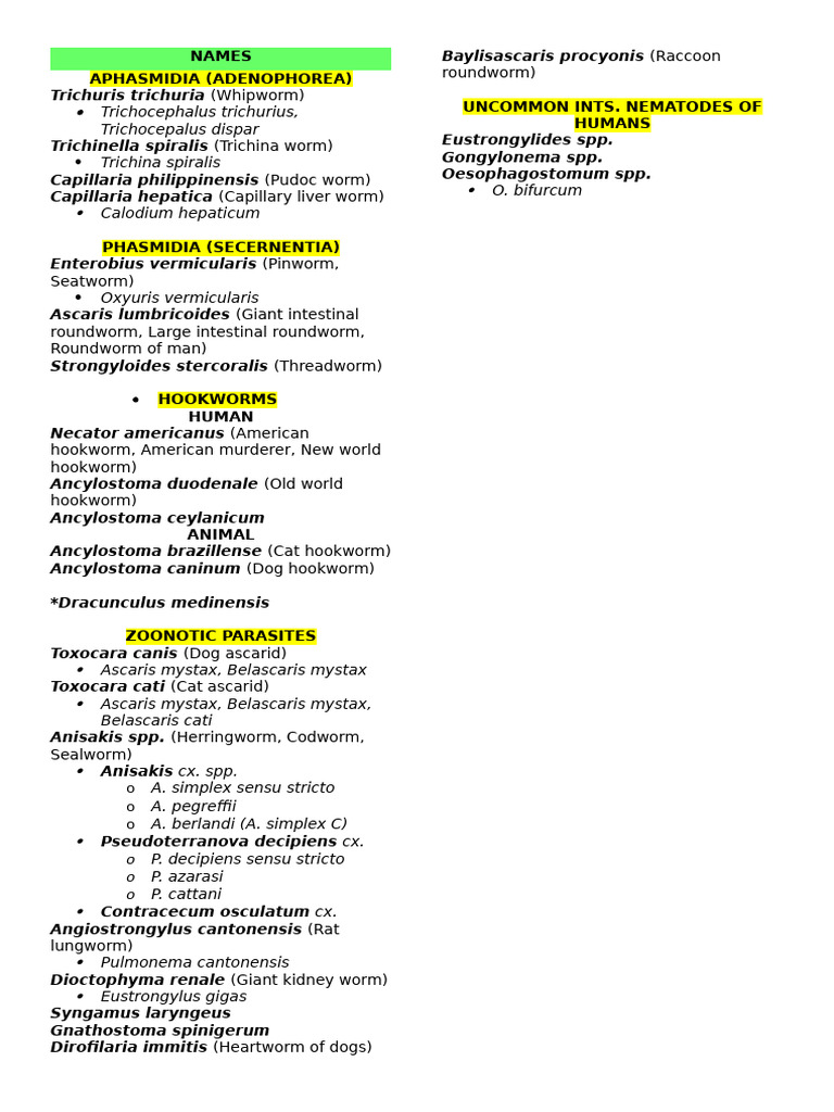 Nematodes | PDF | Nematode | Mammal Ecology