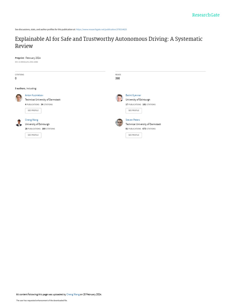 Explainable AI For Safe and Trustworthy Autonomous Driving Repoet | PDF | Artificial ...