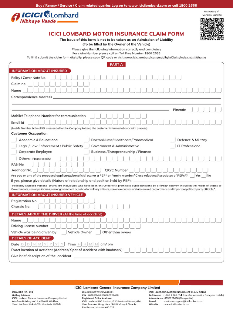 Motor Claim Form | PDF