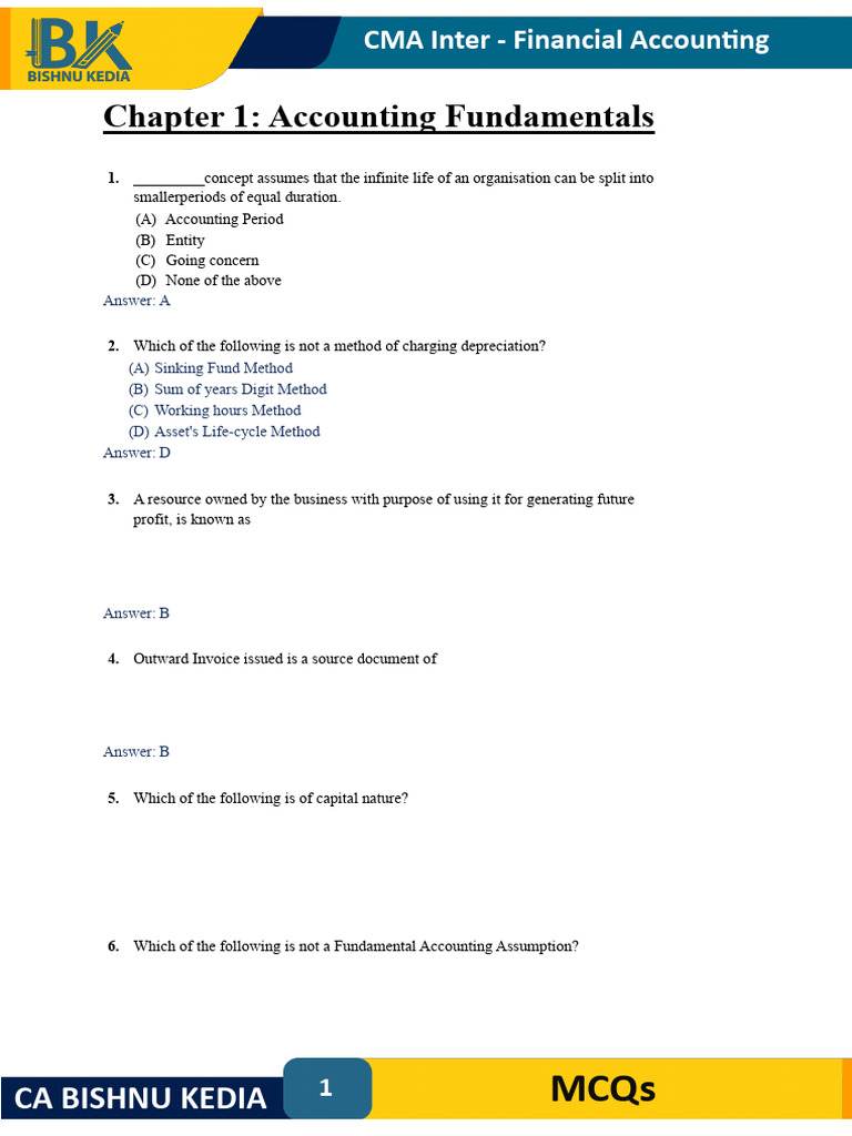 Financial Accounting Updated MCQs | PDF | Debits And Credits | Balance ...