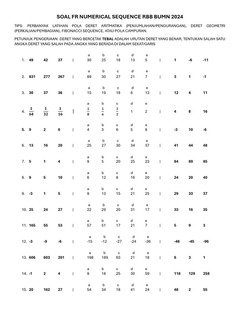 Soal FR Numerical Sequence 2024 | PDF