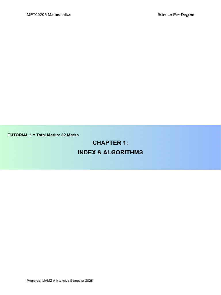 Tutorial Chapter 1 - MPT00203 | PDF