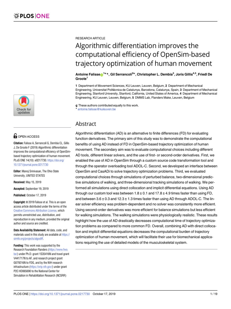 Falisse Et Al - 2019 - Algorithmic Differentiation Improves The Computational Efficiency of ...