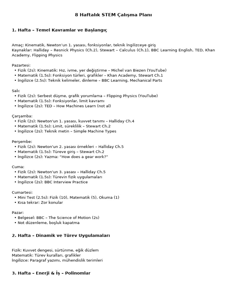STEM Calisma Plani | PDF