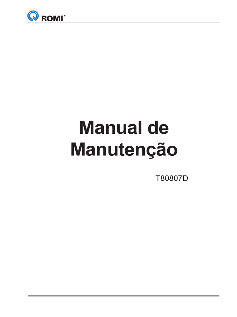 T80807D - Manual de Manutencao Romi Linha T V1.0 (T240 - T350 - T500) | PDF | Óleo de motor | Bomba