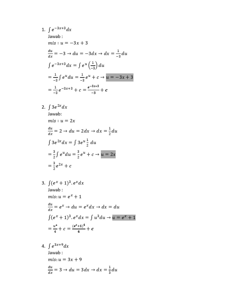 Soal Integral dan Rumus Integrasi | PDF