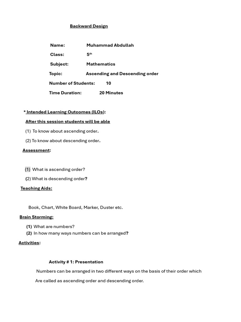 backward Design lesson plan | PDF