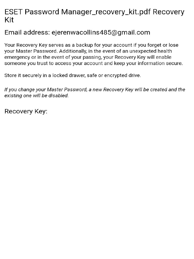 ESET Password Manager_recovery_kit | PDF