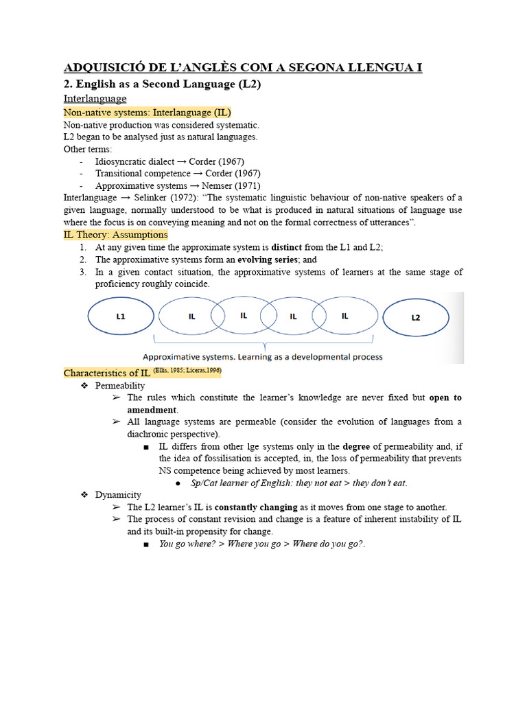 Second Language Acquisition I Pdf Second Language Acquisition