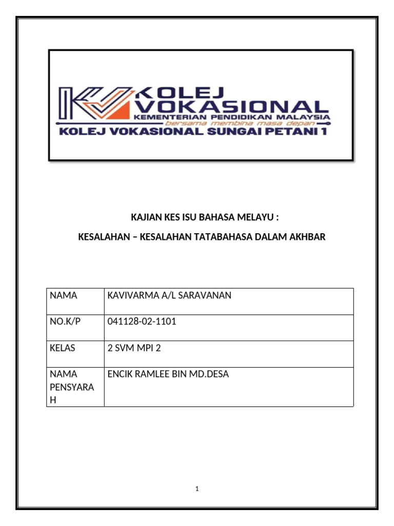 KAJIAN KES ISU BAHASA MELAYU Sem 4 | PDF