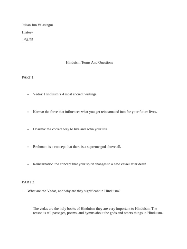 Hiduism terms and quesion | PDF