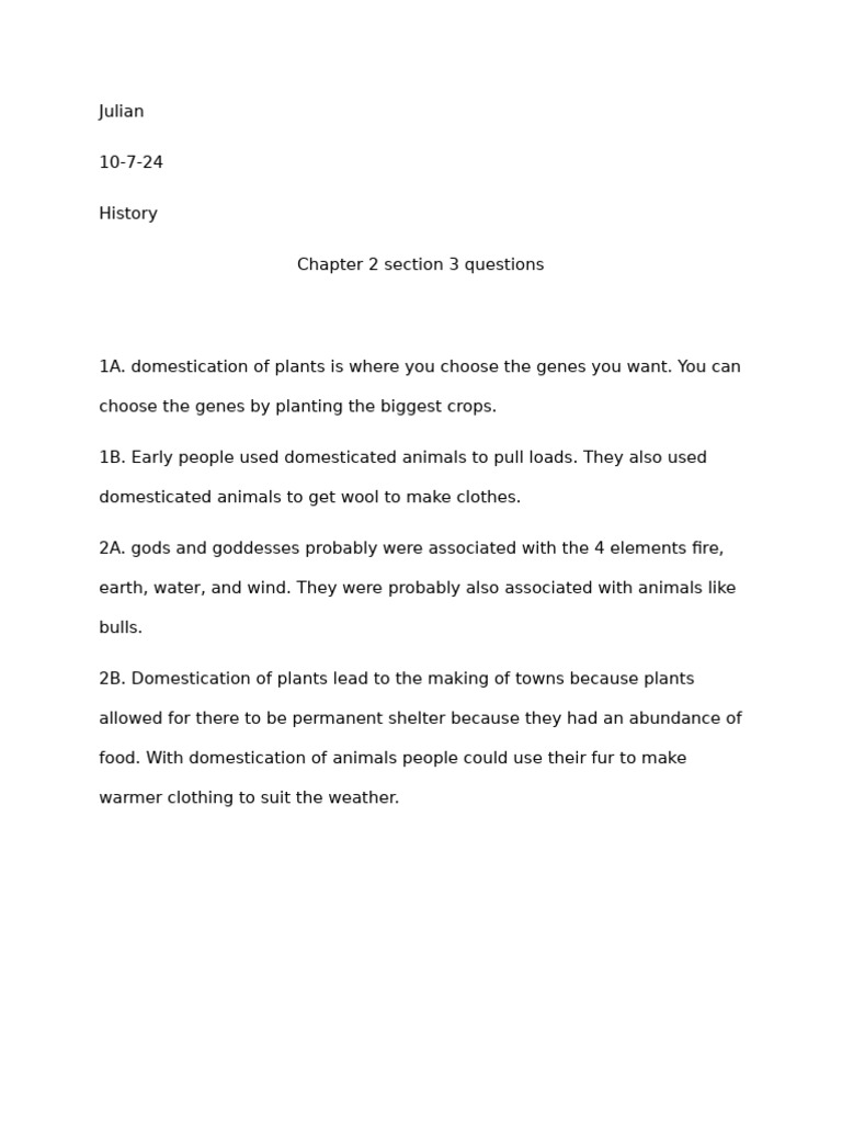 History Chapter 2 Section 3 Questions Homework | PDF