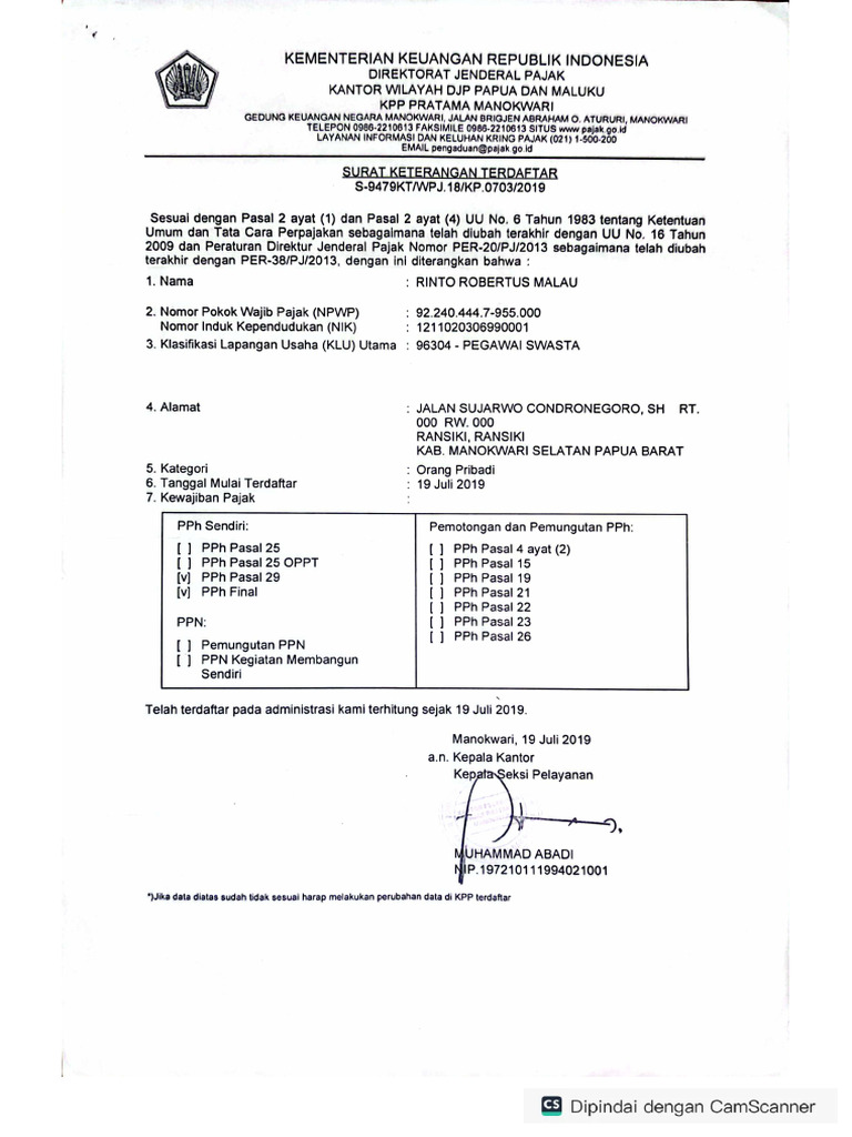 Contoh Npwp Pdf