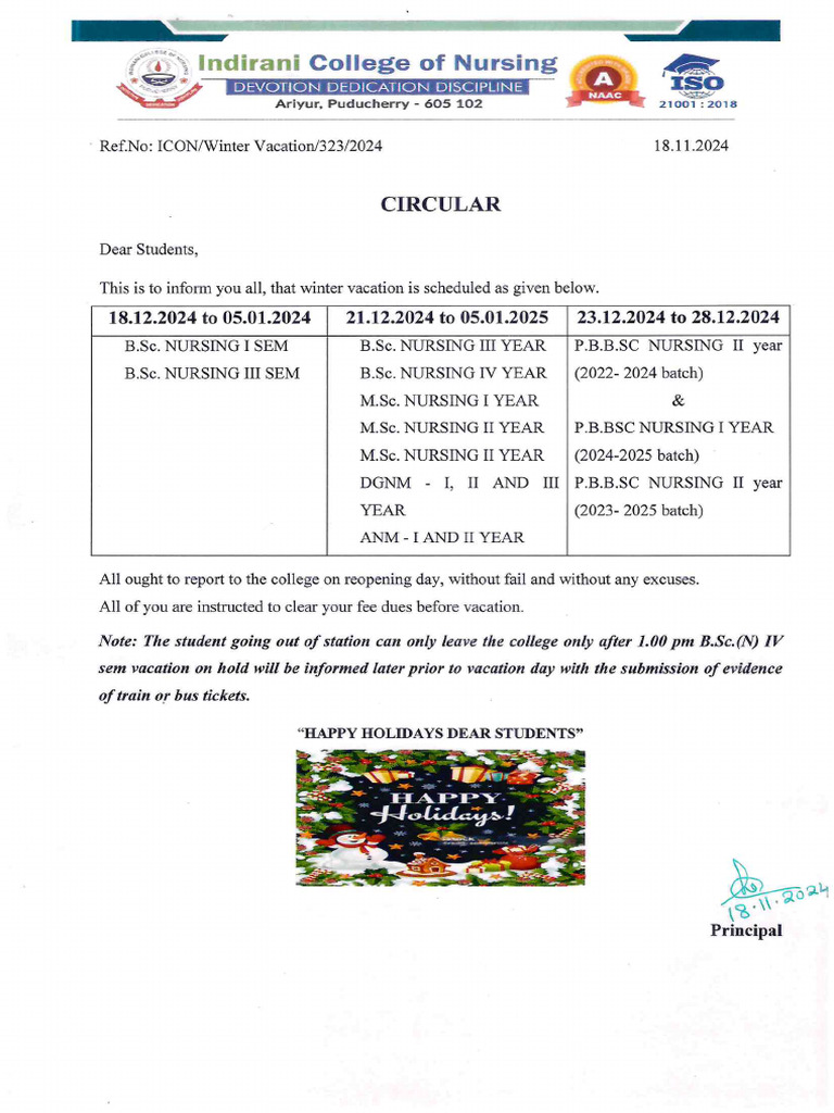 Vacation Circular 2024 - 241118 - 165202 | PDF