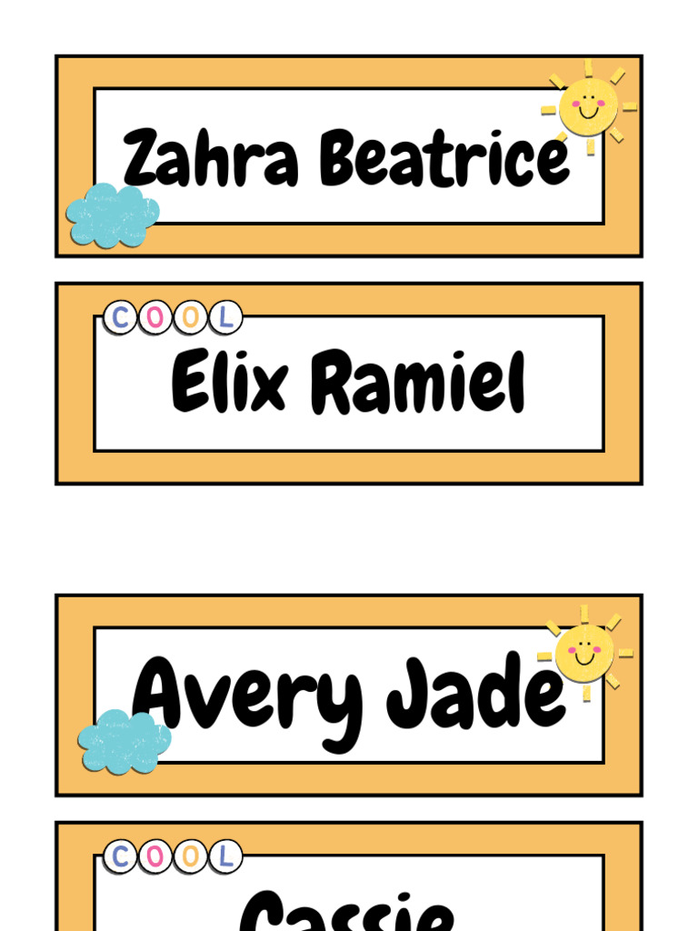 Classroom Name Tags in Colorful Bold Style | PDF