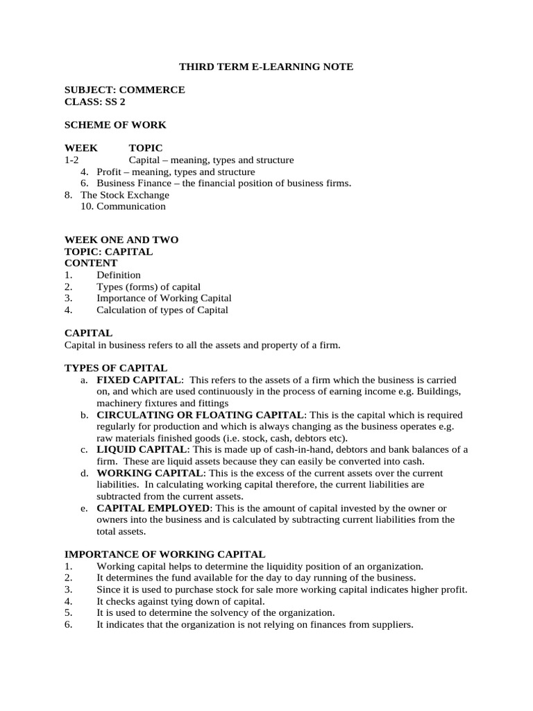SS2 Cmmerce 3RD Term E-Note | PDF | Stocks | Securities (Finance)