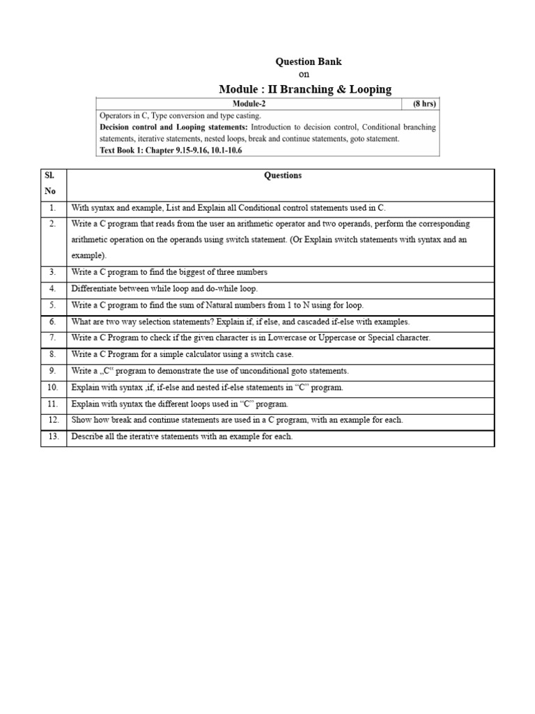 Module - II Branching & Looping (1) | PDF