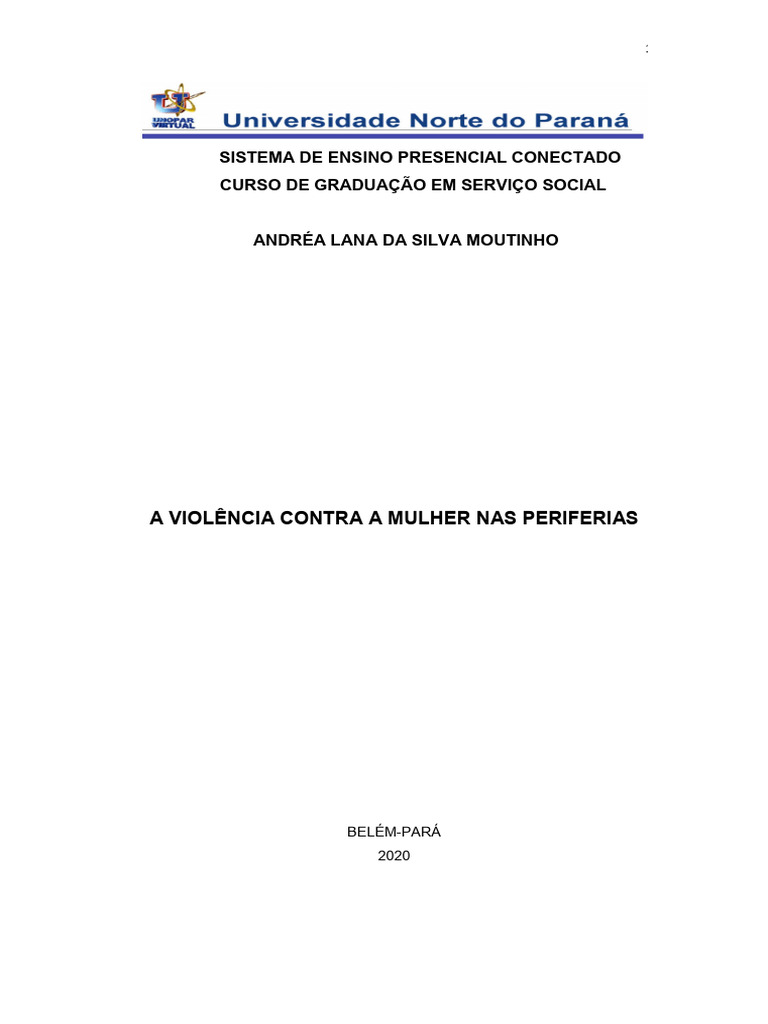TCC Andrea Lana Da Silva Moutinho | PDF | Estudos de Gênero | Gênero