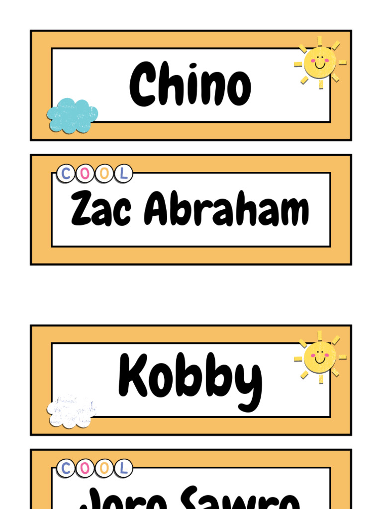 Classroom Name Tags in Colorful Bold Style | PDF