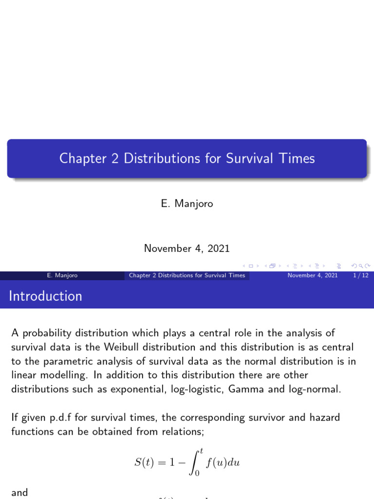 Topic 3 - Distributions For Survival Times | PDF | Statistical Models | Statistical Analysis